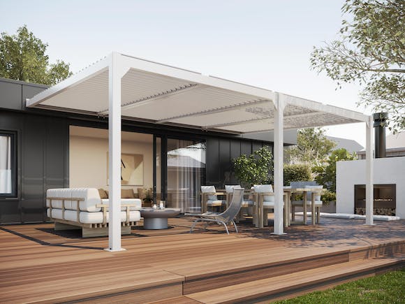 Louvre Roof System Wall Mount 6m x 4m White | Outdoor Living NZ ...