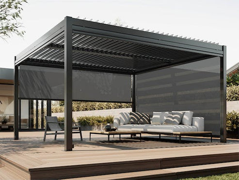 Louvre Roof System Mesh Blind 3.7m Charcoal – Turfrey.co.nz