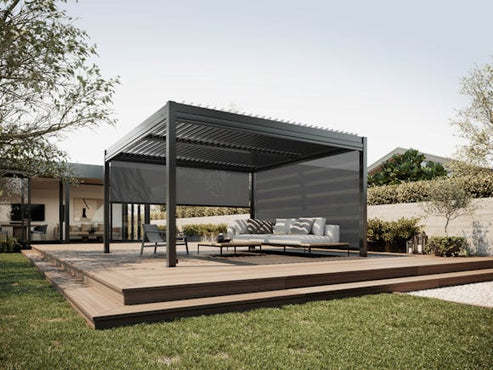 Louvre Roof System Mesh Blind 3.7m Charcoal – Turfrey.co.nz