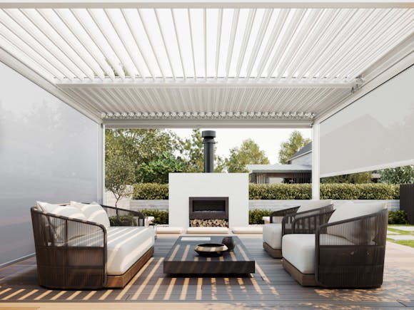 Louvre Roof System Mesh Blind 3.7m White – Turfrey.co.nz