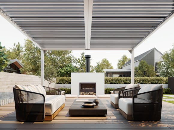 Louvre Roof System Wall Mount 3m x 3m White – Turfrey.co.nz